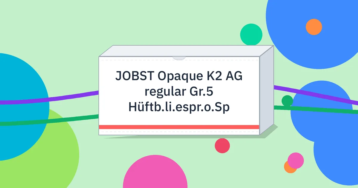 Symbolbild: Packung mit der Aufschrift JOBST Opaque K2 AG regular Gr.5 Hüftb.li.espr.o.Sp (PZN 16287340) – Verfügbarkeit und Bezug in Apotheken in Frankfurt am Main