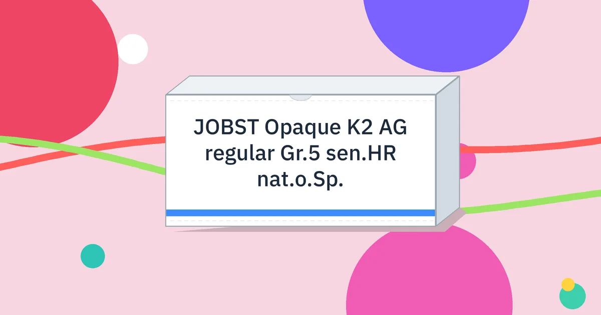 Symbolbild: Packung mit der Aufschrift JOBST Opaque K2 AG regular Gr.5 sen.HR nat.o.Sp. (PZN 12142461) – Verfügbarkeit und Bezug in Apotheken in Frankfurt am Main