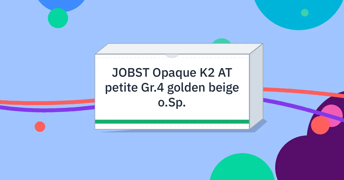 Symbolbild: Packung mit der Aufschrift JOBST Opaque K2 AT petite Gr.4 golden beige o.Sp. (PZN 16290773) – Verfügbarkeit und Bezug in Apotheken in Frankfurt am Main