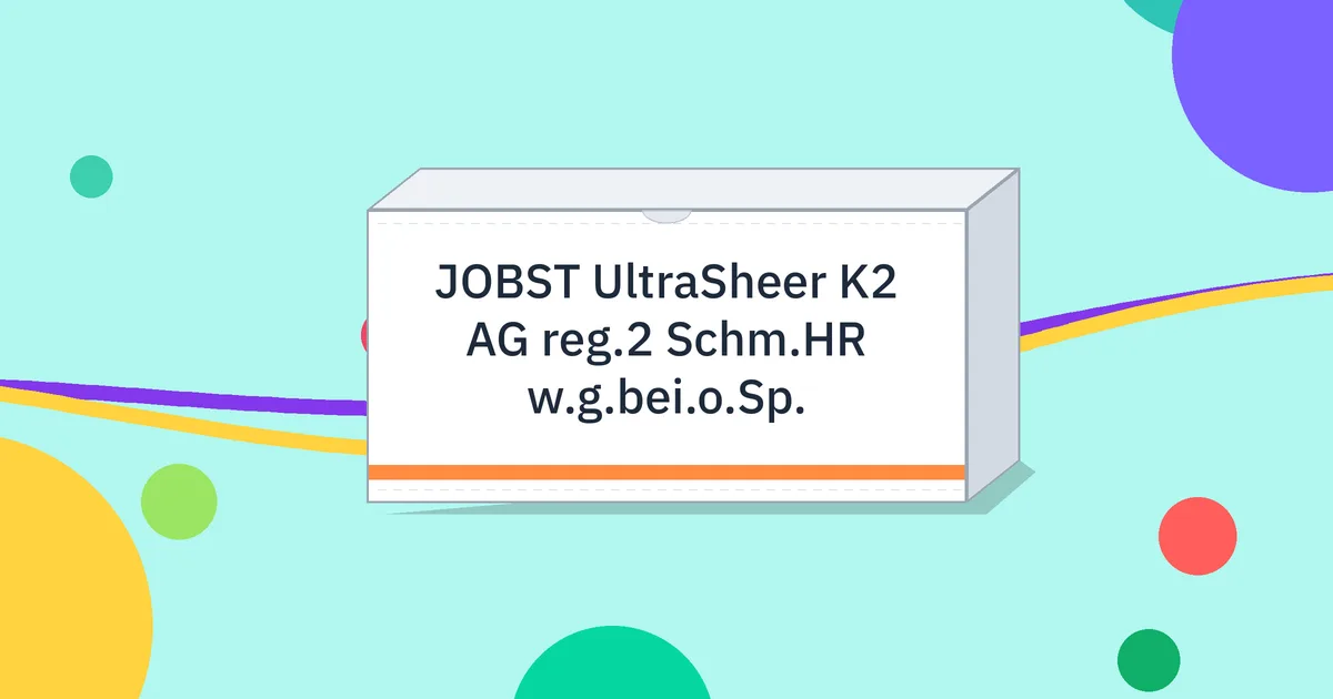 Symbolbild: Packung mit der Aufschrift JOBST UltraSheer K2 AG reg.2 Schm.HR w.g.bei.o.Sp. (PZN 16301809) – Verfügbarkeit und Bezug in Apotheken in Frankfurt am Main