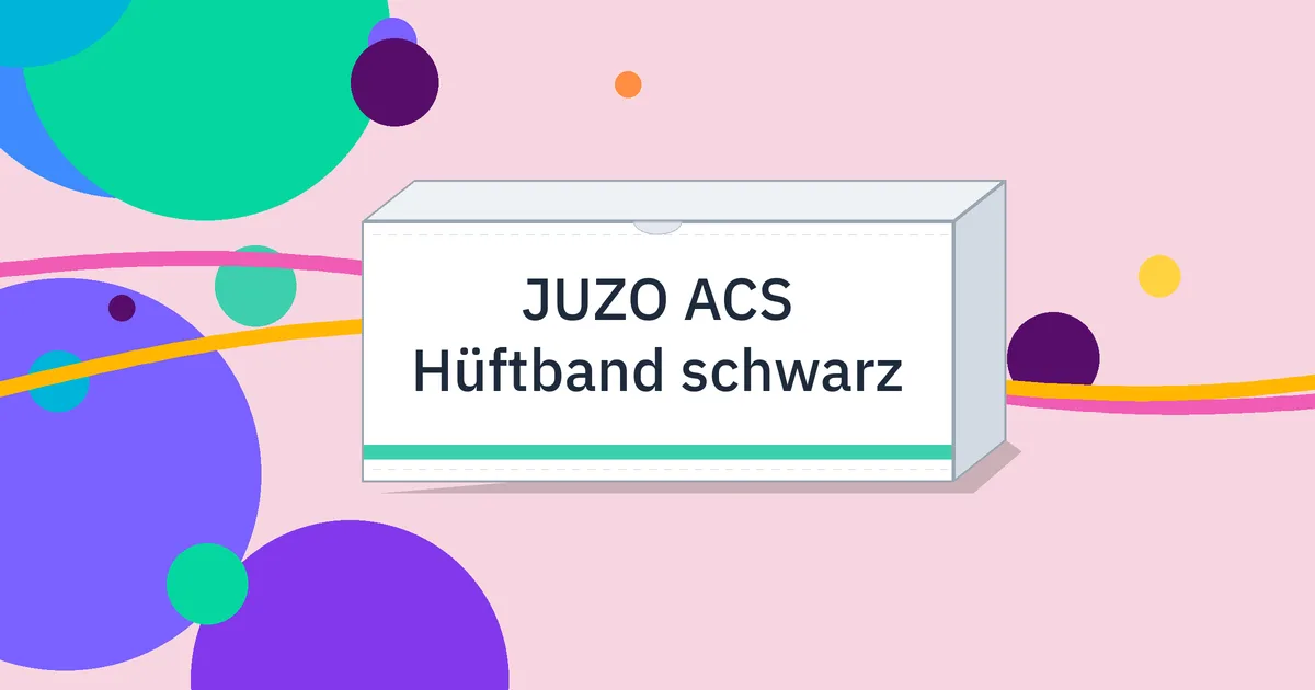 Symbolbild: Packung mit der Aufschrift JUZO ACS Hüftband schwarz (PZN 13575162) – Verfügbarkeit und Bezug in Apotheken in Frankfurt am Main