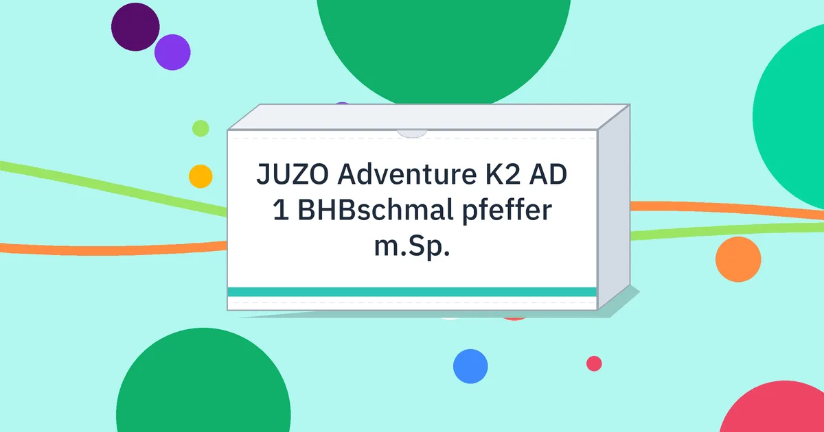 Symbolbild: Packung mit der Aufschrift JUZO Adventure K2 AD 1 BHBschmal pfeffer m.Sp. (PZN 15497012) – Verfügbarkeit und Bezug in Apotheken in Frankfurt am Main