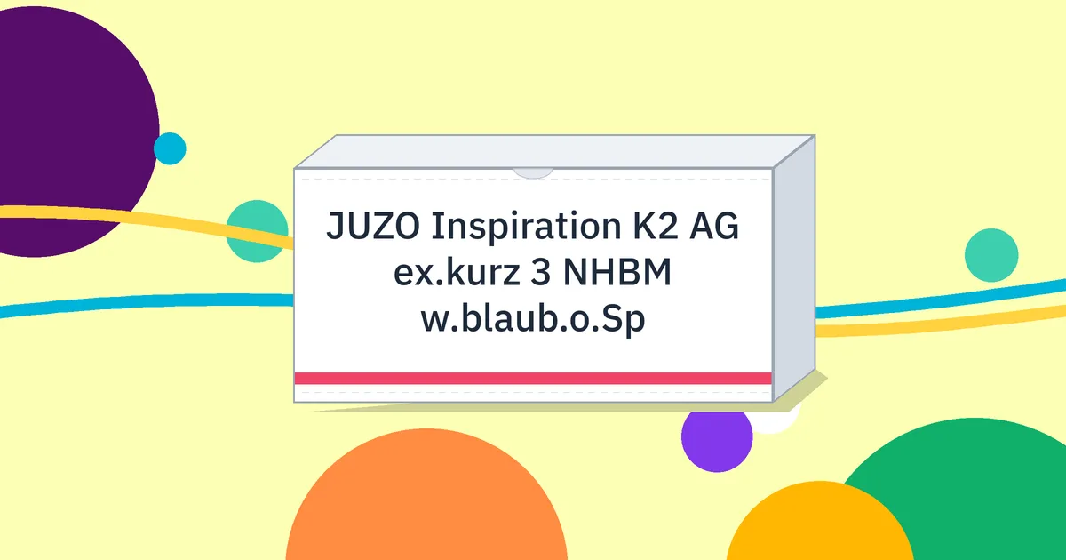 Symbolbild: Packung mit der Aufschrift JUZO Inspiration K2 AG ex.kurz 3 NHBM w.blaub.o.Sp (PZN 14962754) – Verfügbarkeit und Bezug in Apotheken in Frankfurt am Main