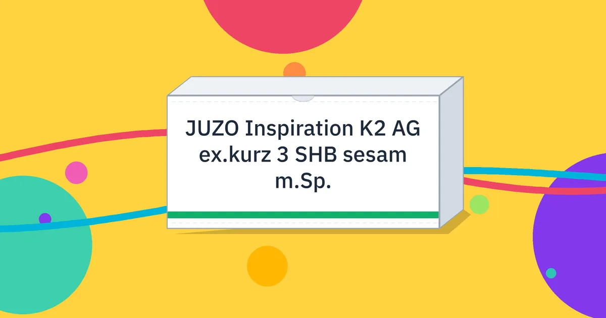 Symbolbild: Packung mit der Aufschrift JUZO Inspiration K2 AG ex.kurz 3 SHB sesam m.Sp. (PZN 14924877) – Verfügbarkeit und Bezug in Apotheken in Frankfurt am Main
