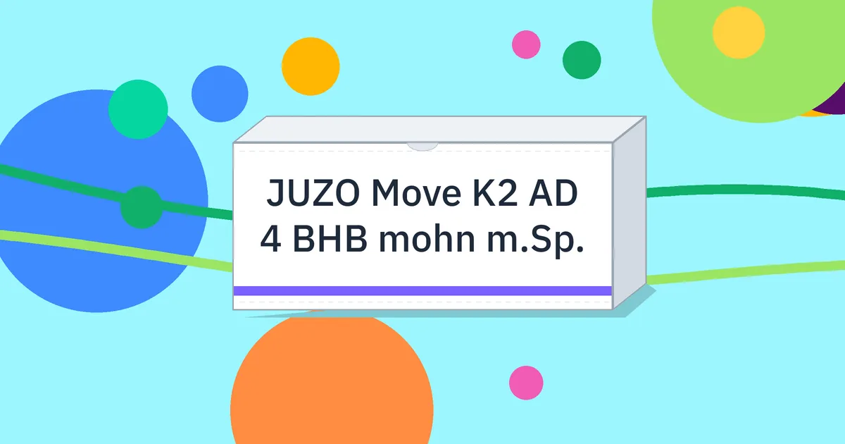 Symbolbild: Packung mit der Aufschrift JUZO Move K2 AD 4 BHB mohn m.Sp. (PZN 18539343) – Verfügbarkeit und Bezug in Apotheken in Frankfurt am Main