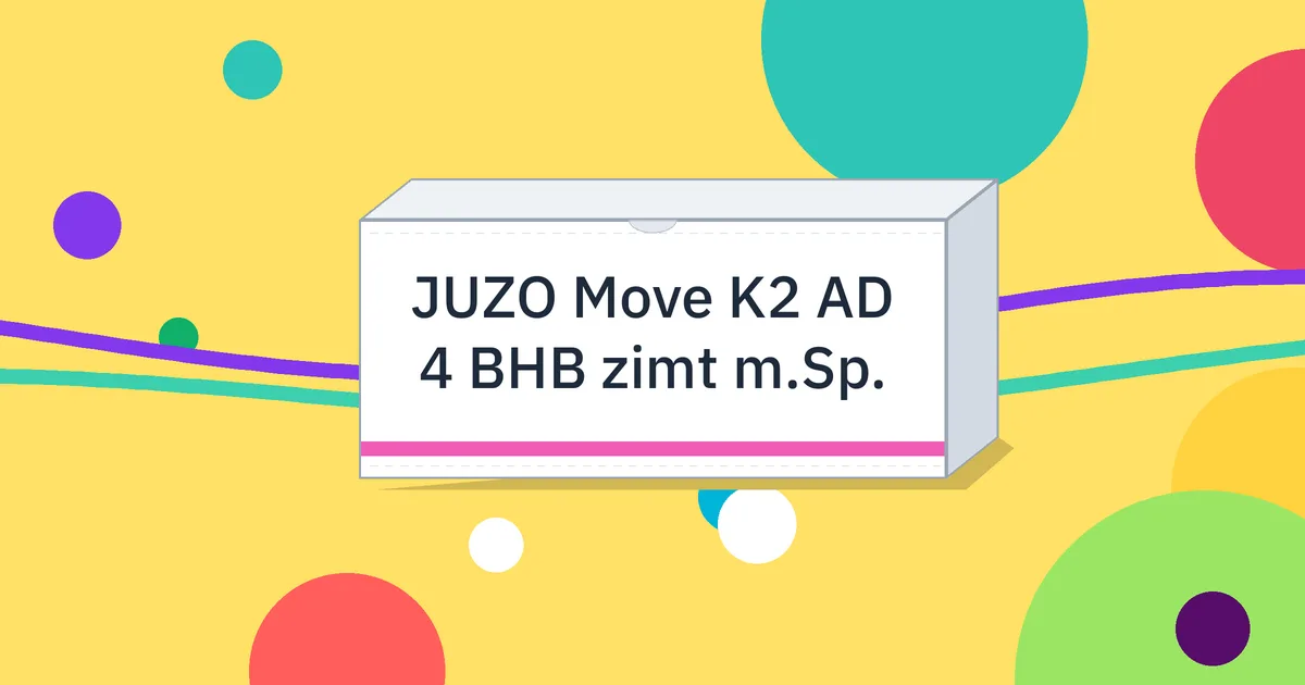 Symbolbild: Packung mit der Aufschrift JUZO Move K2 AD 4 BHB zimt m.Sp. (PZN 18507604) – Verfügbarkeit und Bezug in Apotheken in Frankfurt am Main