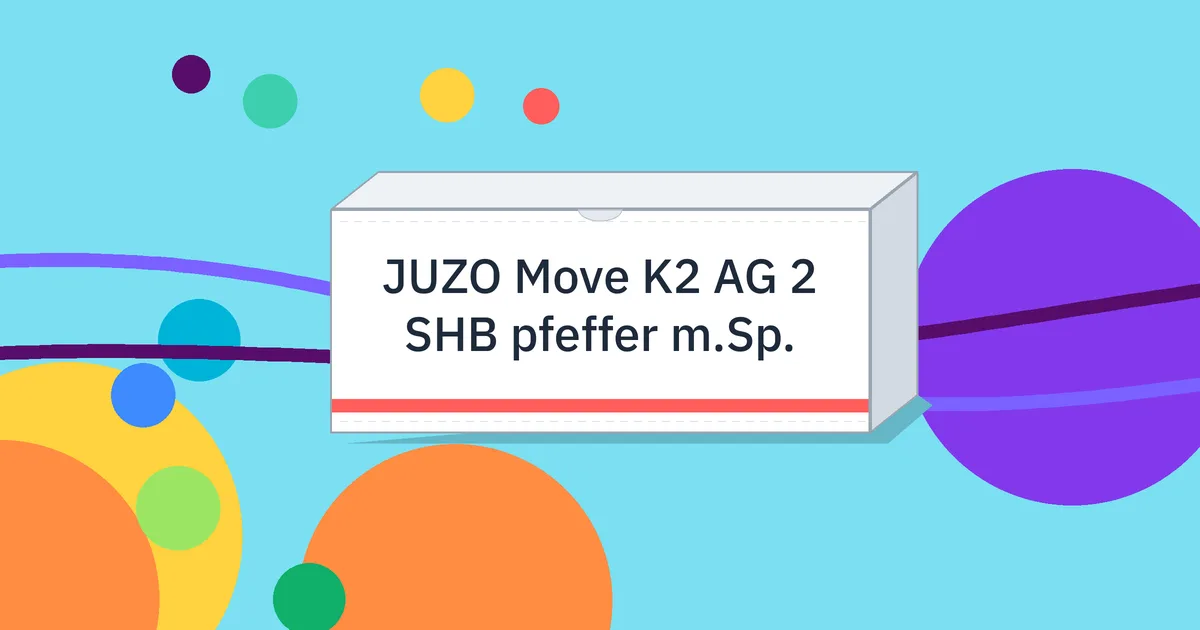 Symbolbild: Packung mit der Aufschrift JUZO Move K2 AG 2 SHB pfeffer m.Sp. (PZN 16651047) – Verfügbarkeit und Bezug in Apotheken in Frankfurt am Main