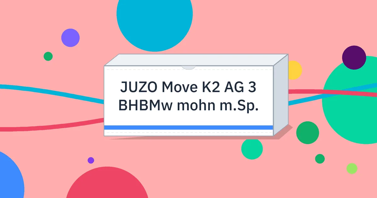 Symbolbild: Packung mit der Aufschrift JUZO Move K2 AG 3 BHBMw mohn m.Sp. (PZN 18556502) – Verfügbarkeit und Bezug in Apotheken in Frankfurt am Main