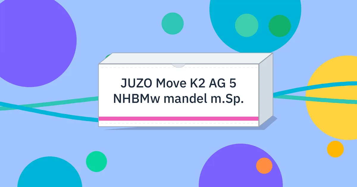 Symbolbild: Packung mit der Aufschrift JUZO Move K2 AG 5 NHBMw mandel m.Sp. (PZN 16644165) – Verfügbarkeit und Bezug in Apotheken in Frankfurt am Main