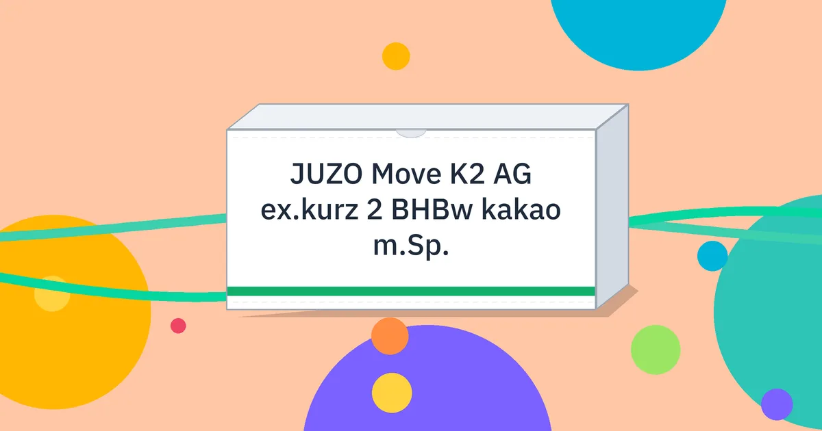 Symbolbild: Packung mit der Aufschrift JUZO Move K2 AG ex.kurz 2 BHBw kakao m.Sp. (PZN 18564022) – Verfügbarkeit und Bezug in Apotheken in Frankfurt am Main