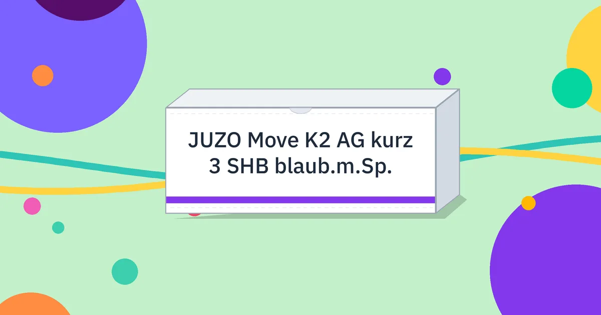 Symbolbild: Packung mit der Aufschrift JUZO Move K2 AG kurz 3 SHB blaub.m.Sp. (PZN 18559498) – Verfügbarkeit und Bezug in Apotheken in Frankfurt am Main