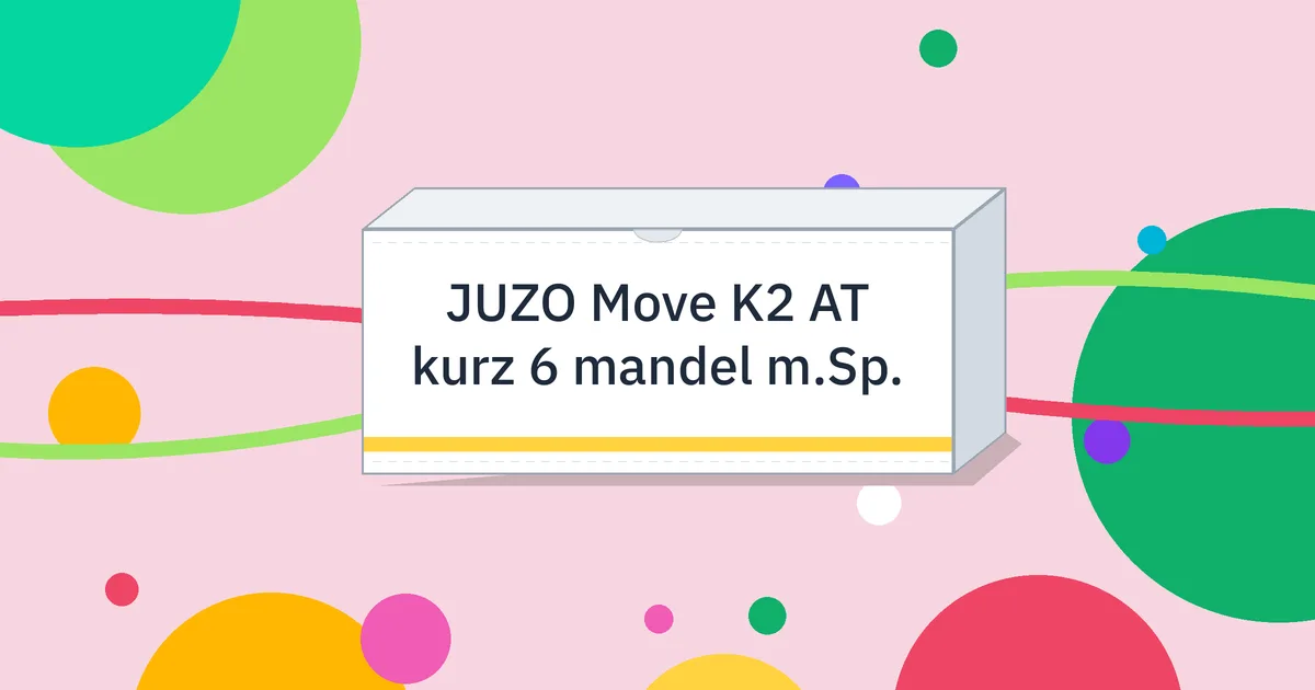 Symbolbild: Packung mit der Aufschrift JUZO Move K2 AT kurz 6 mandel m.Sp. (PZN 20674002) – Verfügbarkeit und Bezug in Apotheken in Frankfurt am Main