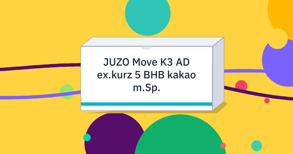 Symbolbild: Packung mit der Aufschrift JUZO Move K3 AD ex.kurz 5 BHB kakao m.Sp. (PZN 18573742) – Verfügbarkeit und Bezug in Apotheken in Frankfurt am Main