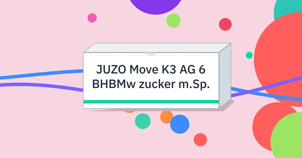 Symbolbild: Packung mit der Aufschrift JUZO Move K3 AG 6 BHBMw zucker m.Sp. (PZN 18576255) – Verfügbarkeit und Bezug in Apotheken in Frankfurt am Main