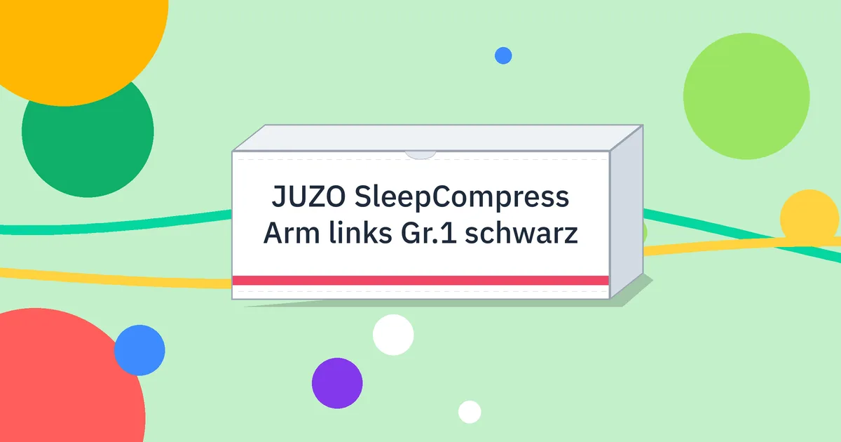 Symbolbild: Packung mit der Aufschrift JUZO SleepCompress Arm links Gr.1 schwarz (PZN 18778013) – Verfügbarkeit und Bezug in Apotheken in Frankfurt am Main