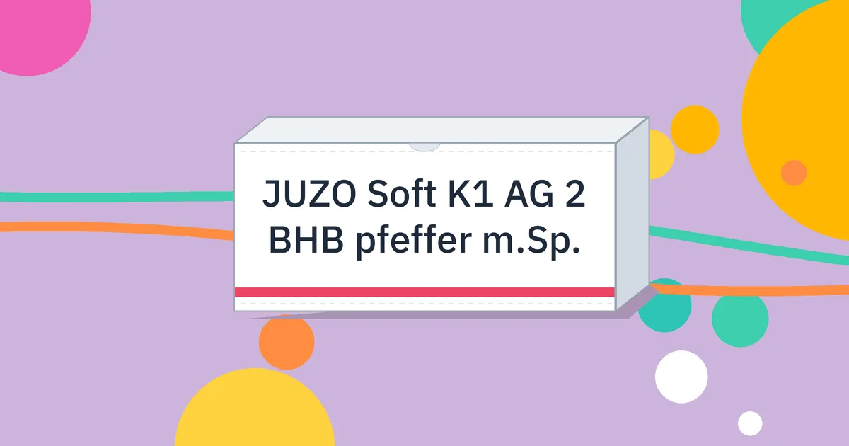 Symbolbild: Packung mit der Aufschrift JUZO Soft K1 AG 2 BHB pfeffer m.Sp. (PZN 14820675) – Verfügbarkeit und Bezug in Apotheken in Frankfurt am Main