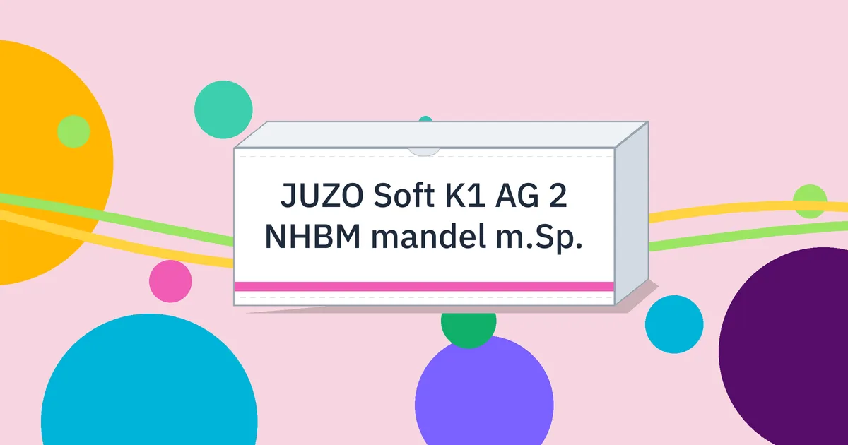 Symbolbild: Packung mit der Aufschrift JUZO Soft K1 AG 2 NHBM mandel m.Sp. (PZN 15015208) – Verfügbarkeit und Bezug in Apotheken in Frankfurt am Main