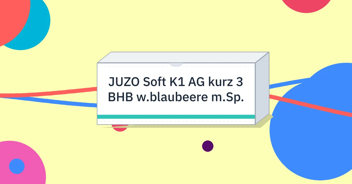 Symbolbild: Packung mit der Aufschrift JUZO Soft K1 AG kurz 3 BHB w.blaubeere m.Sp. (PZN 14838215) – Verfügbarkeit und Bezug in Apotheken in Frankfurt am Main