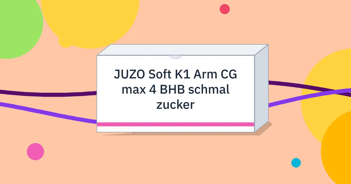 Symbolbild: Packung mit der Aufschrift JUZO Soft K1 Arm CG max 4 BHB schmal zucker (PZN 15509287) – Verfügbarkeit und Bezug in Apotheken in Frankfurt am Main