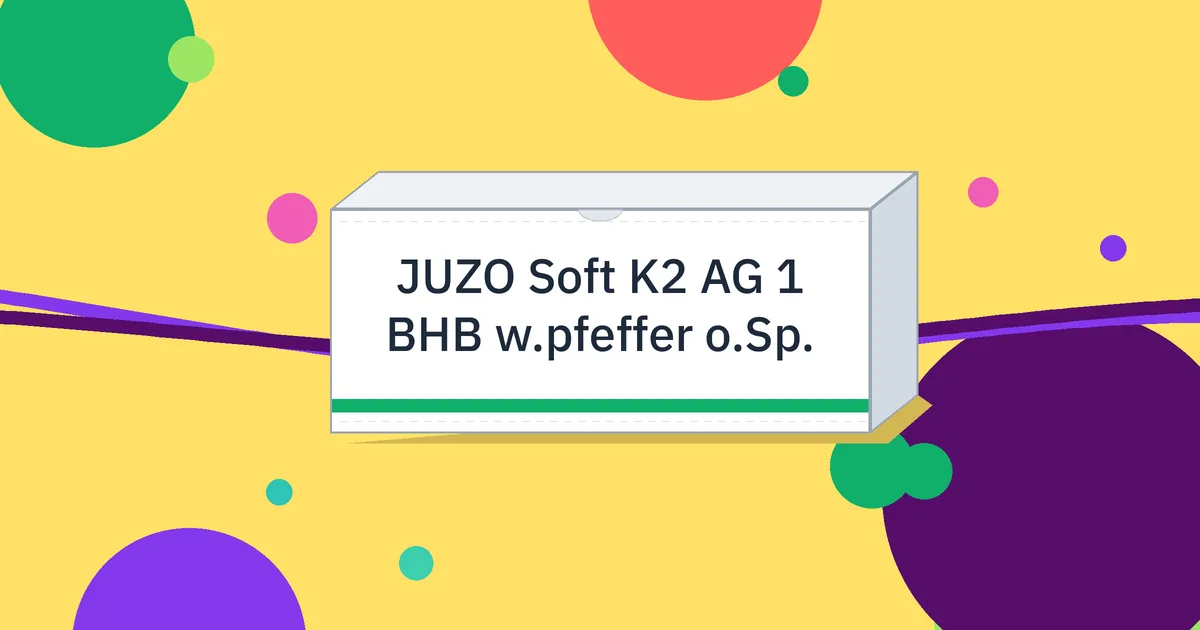 Symbolbild: Packung mit der Aufschrift JUZO Soft K2 AG 1 BHB w.pfeffer o.Sp. (PZN 14841192) – Verfügbarkeit und Bezug in Apotheken in Frankfurt am Main