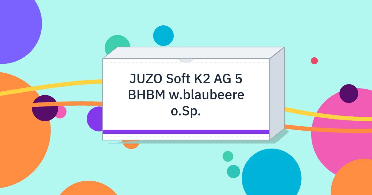 Symbolbild: Packung mit der Aufschrift JUZO Soft K2 AG 5 BHBM w.blaubeere o.Sp. (PZN 14868943) – Verfügbarkeit und Bezug in Apotheken in Frankfurt am Main