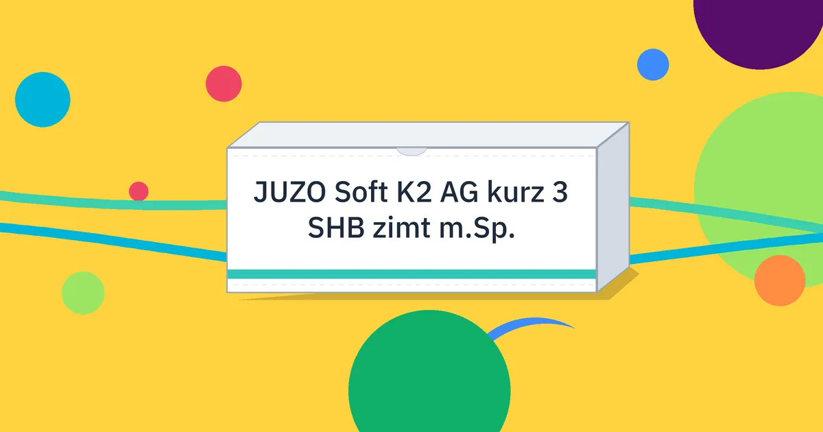 Symbolbild: Packung mit der Aufschrift JUZO Soft K2 AG kurz 3 SHB zimt m.Sp. (PZN 11308178) – Verfügbarkeit und Bezug in Apotheken in Frankfurt am Main