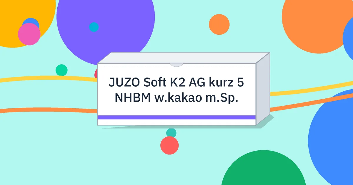Symbolbild: Packung mit der Aufschrift JUZO Soft K2 AG kurz 5 NHBM w.kakao m.Sp. (PZN 15020729) – Verfügbarkeit und Bezug in Apotheken in Frankfurt am Main