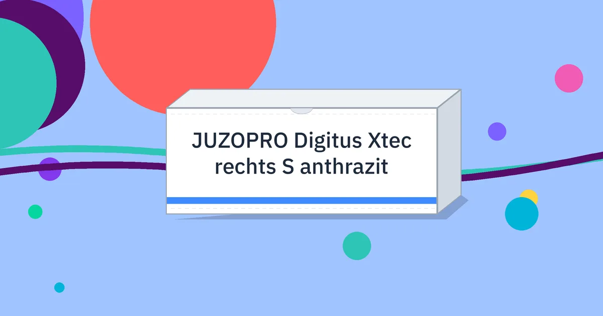 Symbolbild: Packung mit der Aufschrift JUZOPRO Digitus Xtec rechts S anthrazit (PZN 16766566) – Verfügbarkeit und Bezug in Apotheken in Frankfurt am Main