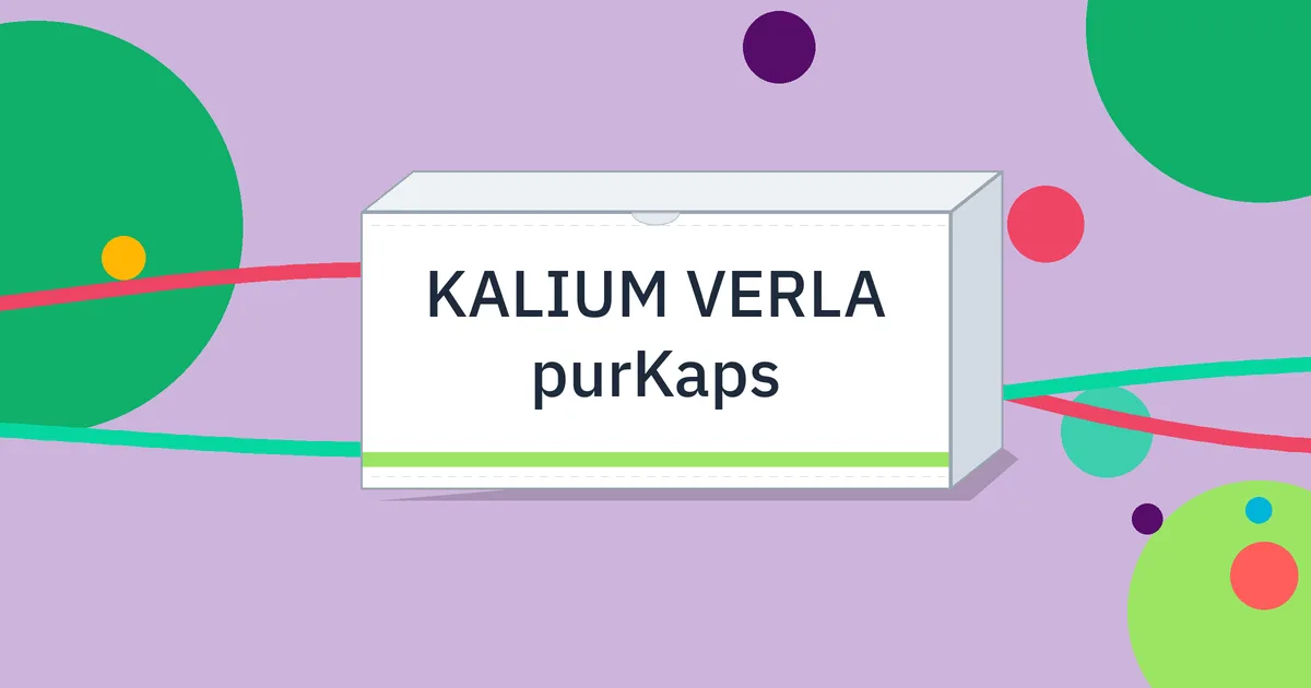 Symbolbild: Packung mit der Aufschrift KALIUM VERLA purKaps (PZN 15236257) – Verfügbarkeit und Bezug in Apotheken in Frankfurt am Main