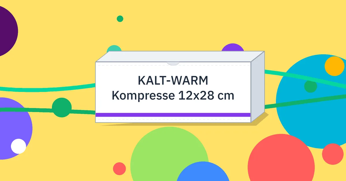 Symbolbild: Packung mit der Aufschrift KALT-WARM Kompresse 12x28 cm (PZN 00166166) – Verfügbarkeit und Bezug in Apotheken in Frankfurt am Main