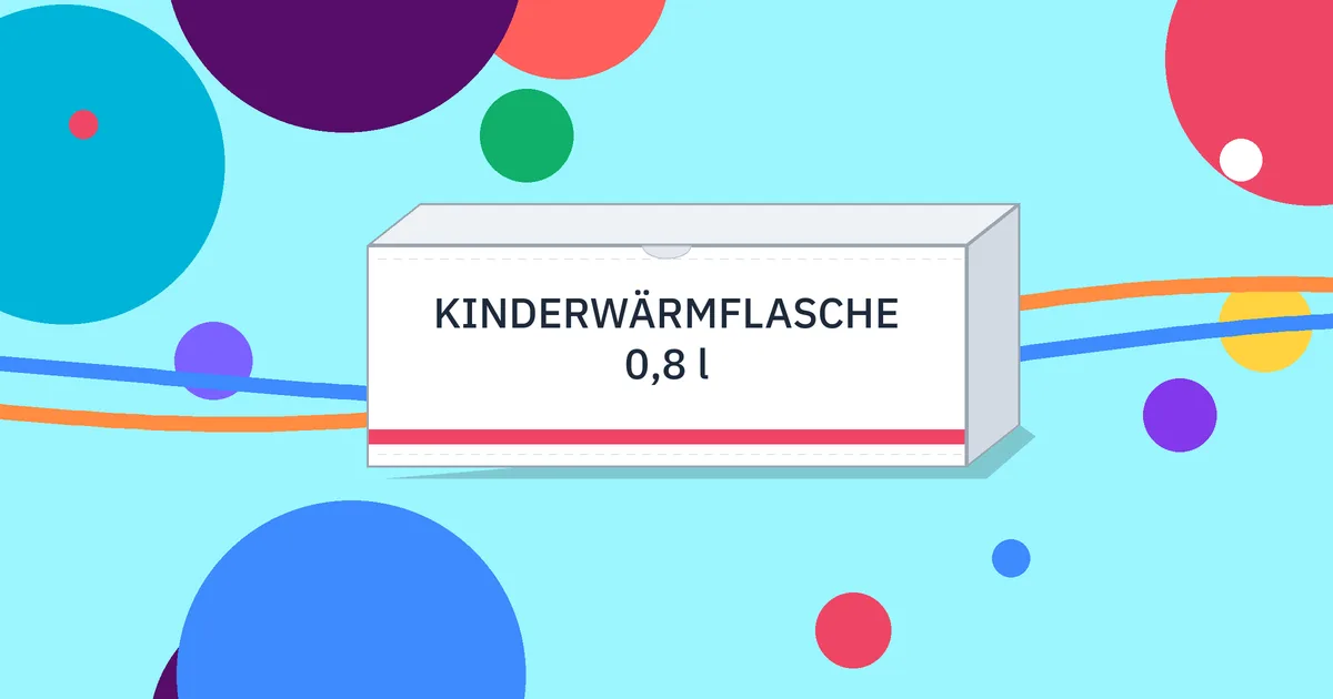 Symbolbild: Packung mit der Aufschrift KINDERWÄRMFLASCHE 0,8 l (PZN 07210574) – Verfügbarkeit und Bezug in Apotheken in Frankfurt am Main