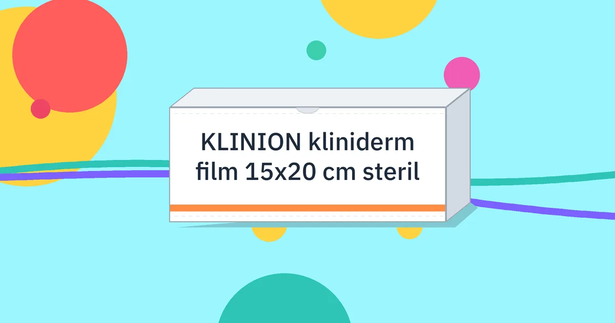 Symbolbild: Packung mit der Aufschrift KLINION kliniderm film 15x20 cm steril (PZN 19519590) – Verfügbarkeit und Bezug in Apotheken in Frankfurt am Main
