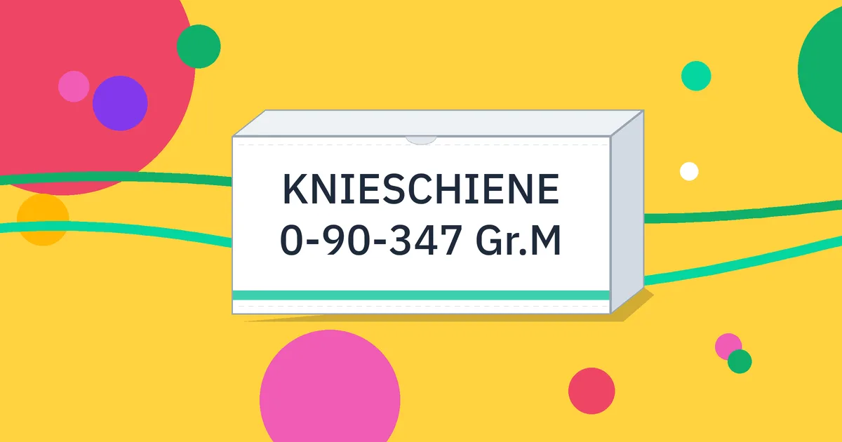 Symbolbild: Packung mit der Aufschrift KNIESCHIENE 0-90-347 Gr.M (PZN 07763209) – Verfügbarkeit und Bezug in Apotheken in Frankfurt am Main