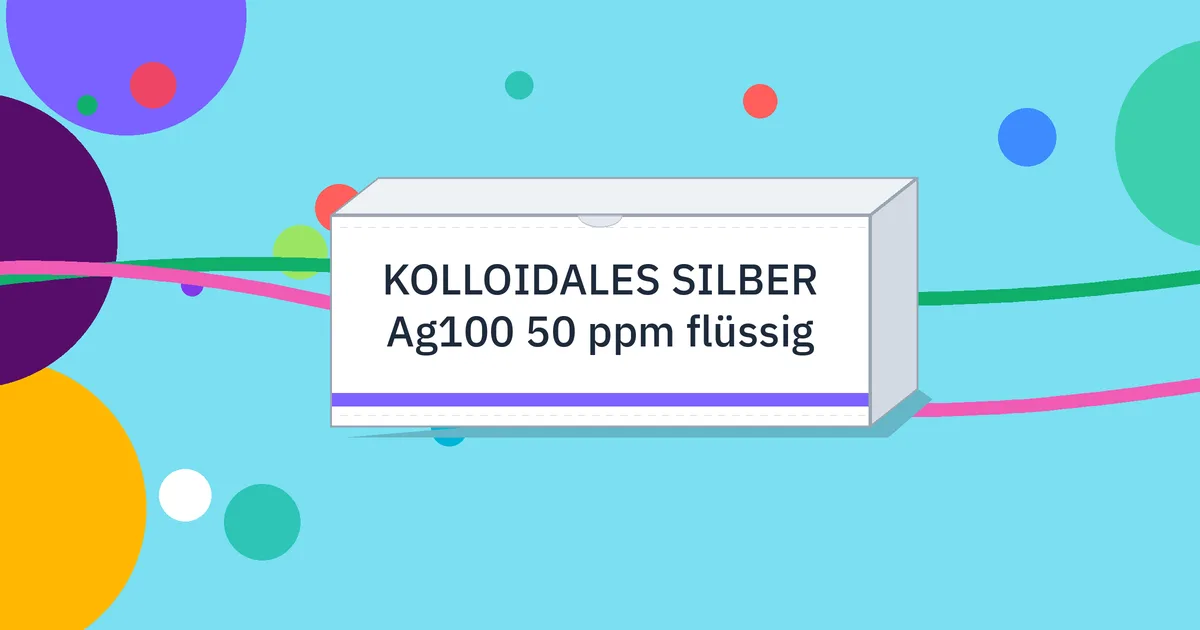 Symbolbild: Packung mit der Aufschrift KOLLOIDALES SILBER Ag100 50 ppm flüssig (PZN 16896814) – Verfügbarkeit und Bezug in Apotheken in Frankfurt am Main
