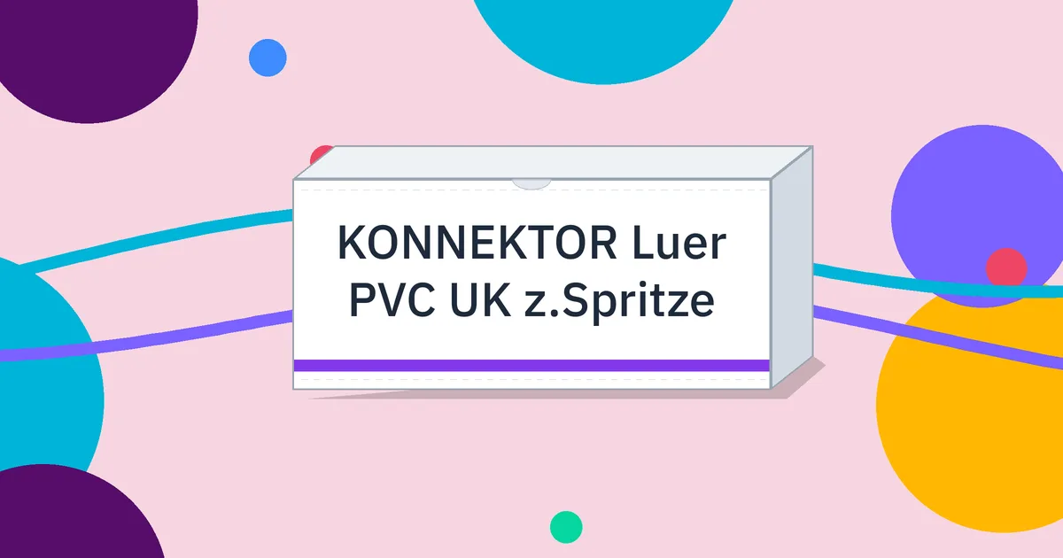 Symbolbild: Packung mit der Aufschrift KONNEKTOR Luer PVC UK z.Spritze (PZN 00500949) – Verfügbarkeit und Bezug in Apotheken in Frankfurt am Main