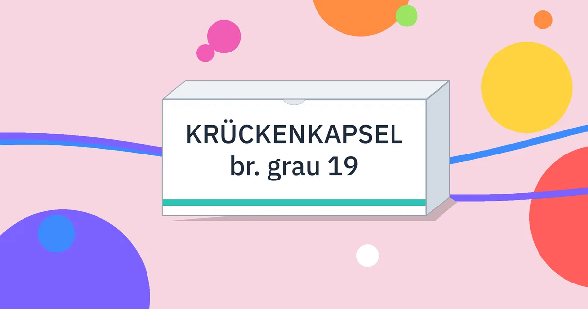 Symbolbild: Packung mit der Aufschrift KRÜCKENKAPSEL br. grau 19 (PZN 01966420) – Verfügbarkeit und Bezug in Apotheken in Frankfurt am Main