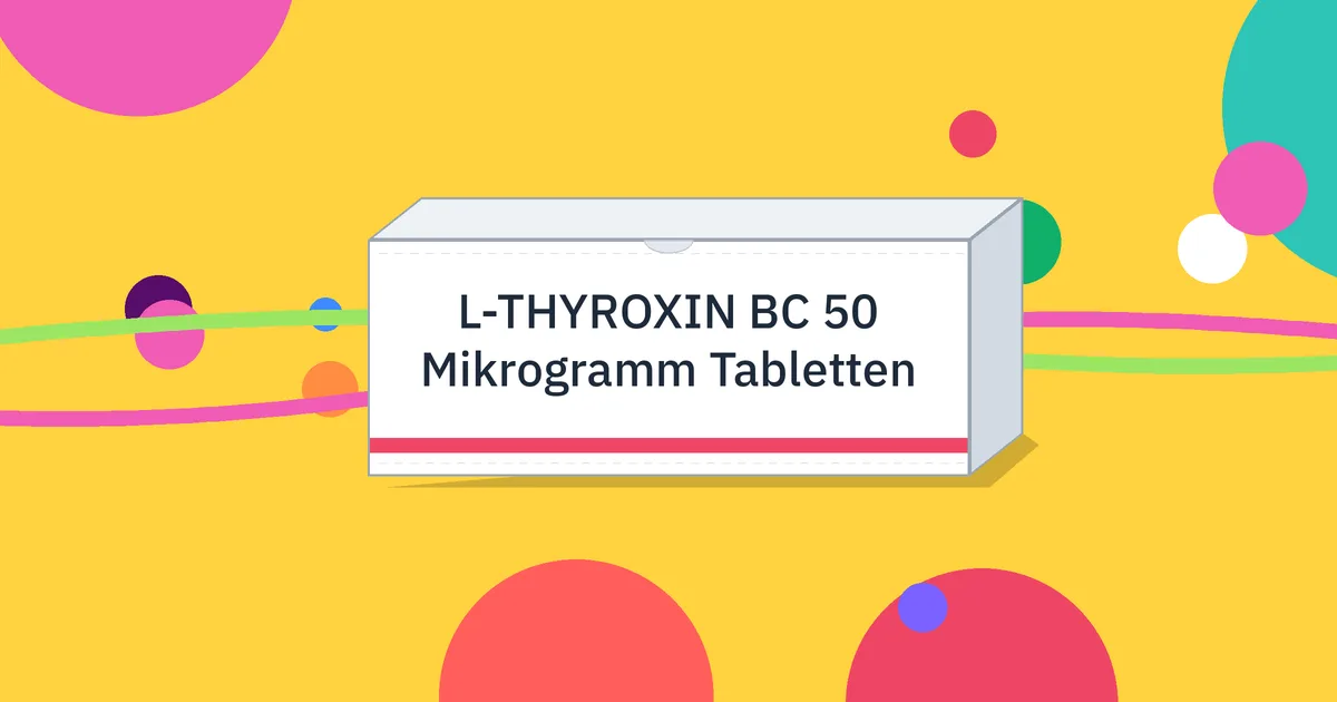 Symbolbild: Packung mit der Aufschrift L-THYROXIN BC 50 Mikrogramm Tabletten (PZN 17627619) – Verfügbarkeit und Bezug in Apotheken in Frankfurt am Main