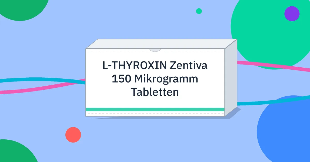 Symbolbild: Packung mit der Aufschrift L-THYROXIN Zentiva 150 Mikrogramm Tabletten (PZN 16778397) – Verfügbarkeit und Bezug in Apotheken in Frankfurt am Main