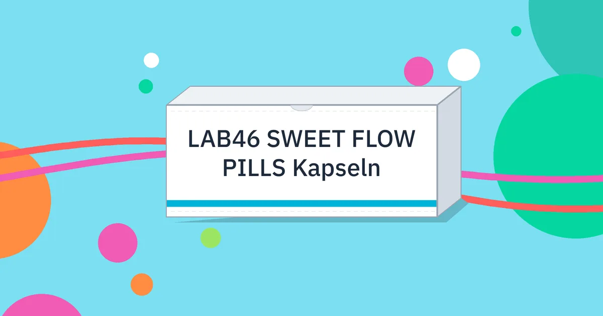 Symbolbild: Packung mit der Aufschrift LAB46 SWEET FLOW PILLS Kapseln (PZN 19832476) – Verfügbarkeit und Bezug in Apotheken in Frankfurt am Main