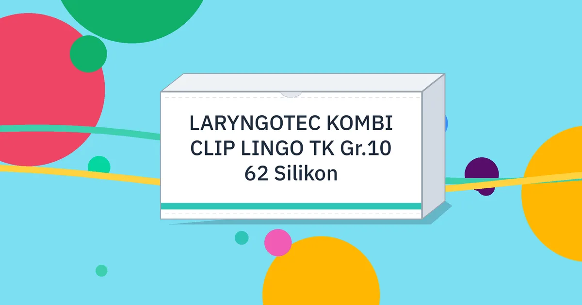 Symbolbild: Packung mit der Aufschrift LARYNGOTEC KOMBI CLIP LINGO TK Gr.10 62 Silikon (PZN 19186384) – Verfügbarkeit und Bezug in Apotheken in Frankfurt am Main