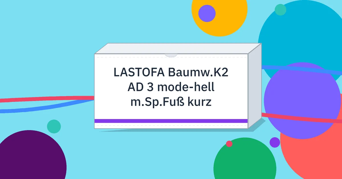 Symbolbild: Packung mit der Aufschrift LASTOFA Baumw.K2 AD 3 mode-hell m.Sp.Fuß kurz (PZN 01944157) – Verfügbarkeit und Bezug in Apotheken in Frankfurt am Main