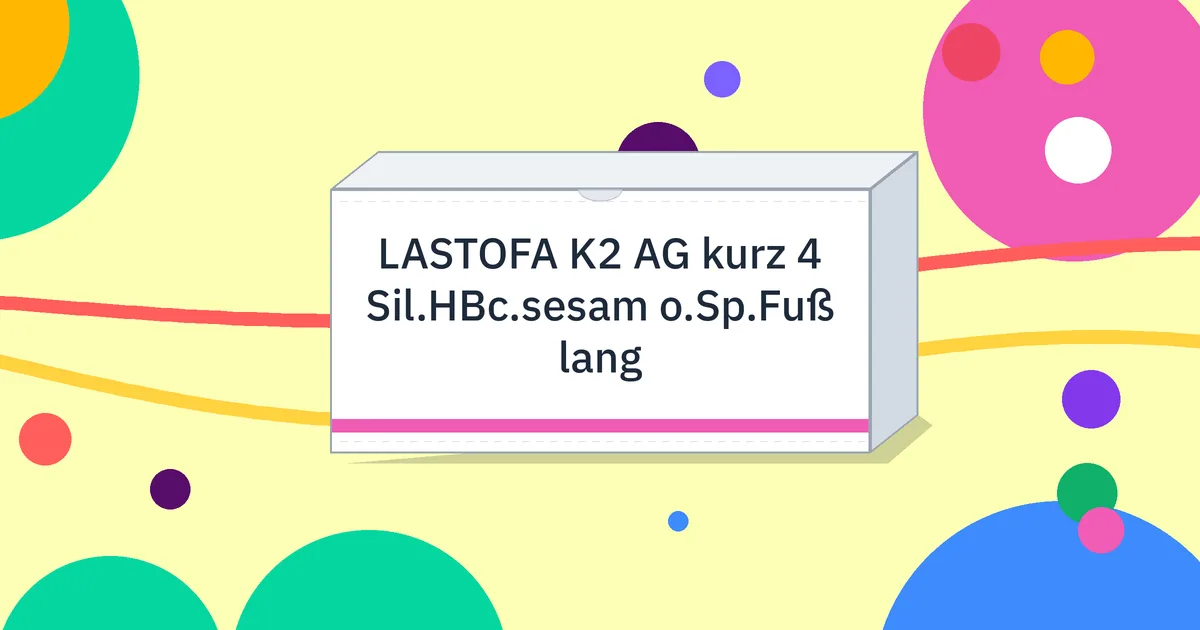 Symbolbild: Packung mit der Aufschrift LASTOFA K2 AG kurz 4 Sil.HBc.sesam o.Sp.Fuß lang (PZN 14150045) – Verfügbarkeit und Bezug in Apotheken in Frankfurt am Main