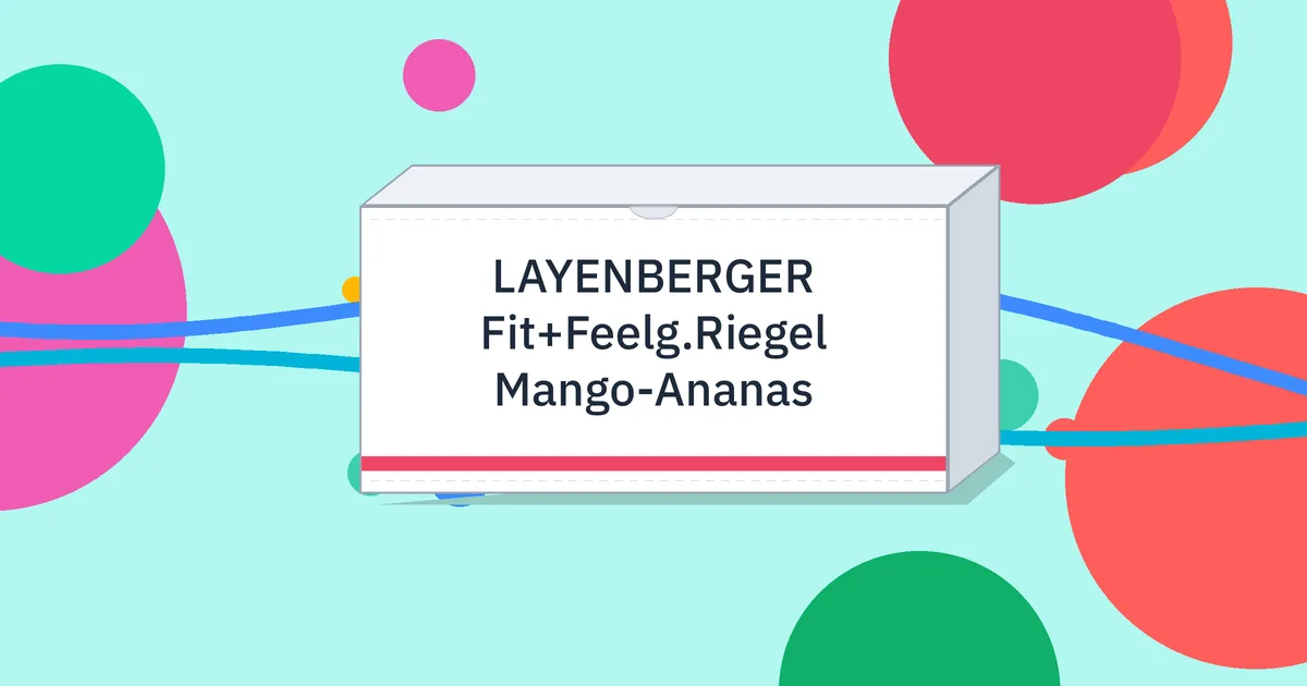 Symbolbild: Packung mit der Aufschrift LAYENBERGER Fit+Feelg.Riegel Mango-Ananas (PZN 10394916) – Verfügbarkeit und Bezug in Apotheken in Frankfurt am Main