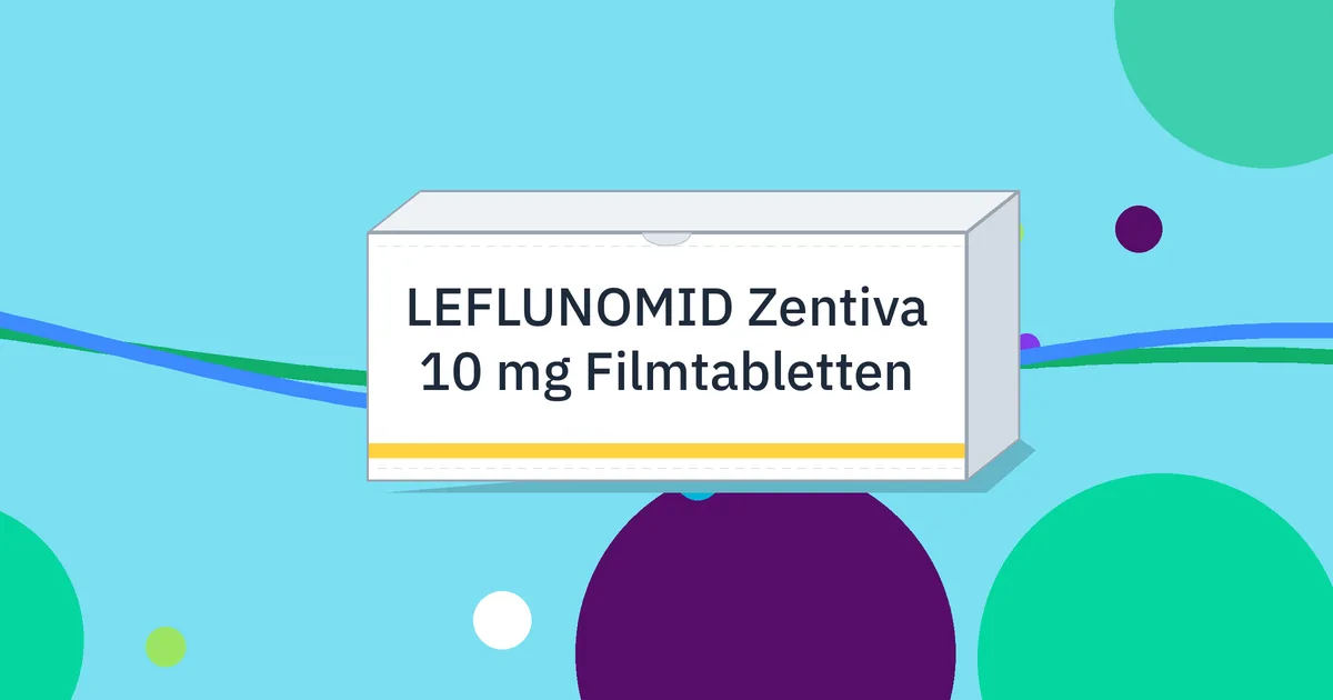 Symbolbild: Packung mit der Aufschrift LEFLUNOMID Zentiva 10 mg Filmtabletten (PZN 15301167) – Verfügbarkeit und Bezug in Apotheken in Frankfurt am Main