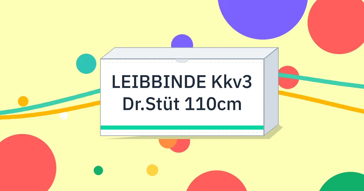 Symbolbild: Packung mit der Aufschrift LEIBBINDE Kkv3 Dr.Stüt 110cm (PZN 01731987) – Verfügbarkeit und Bezug in Apotheken in Frankfurt am Main