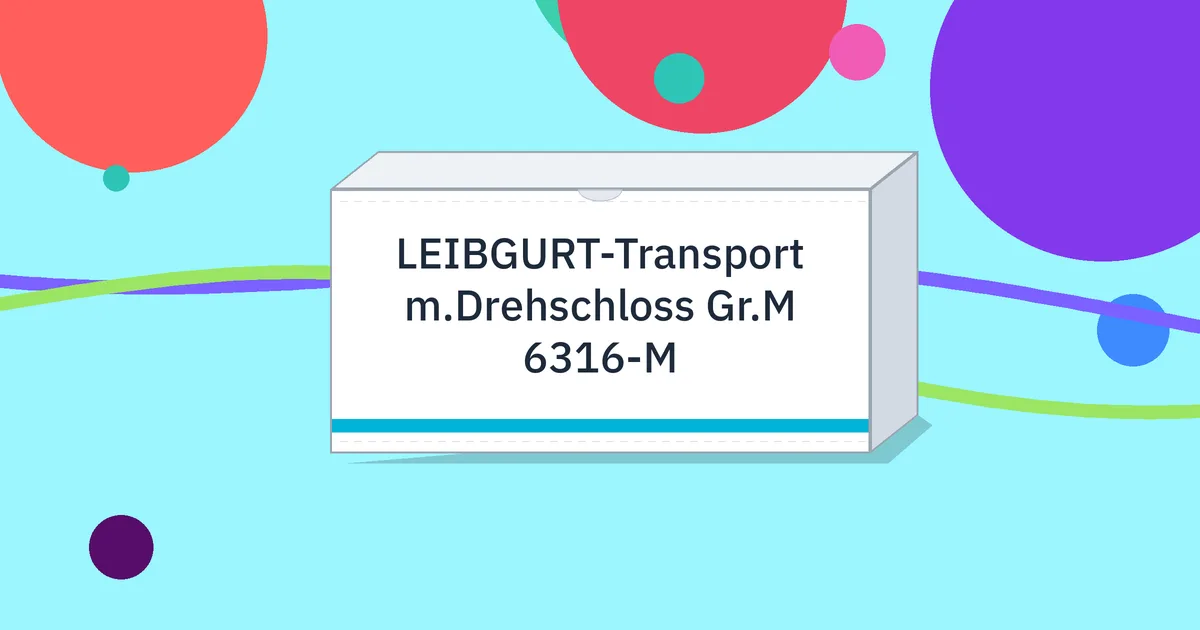 Symbolbild: Packung mit der Aufschrift LEIBGURT-Transport m.Drehschloss Gr.M 6316-M (PZN 13586438) – Verfügbarkeit und Bezug in Apotheken in Frankfurt am Main