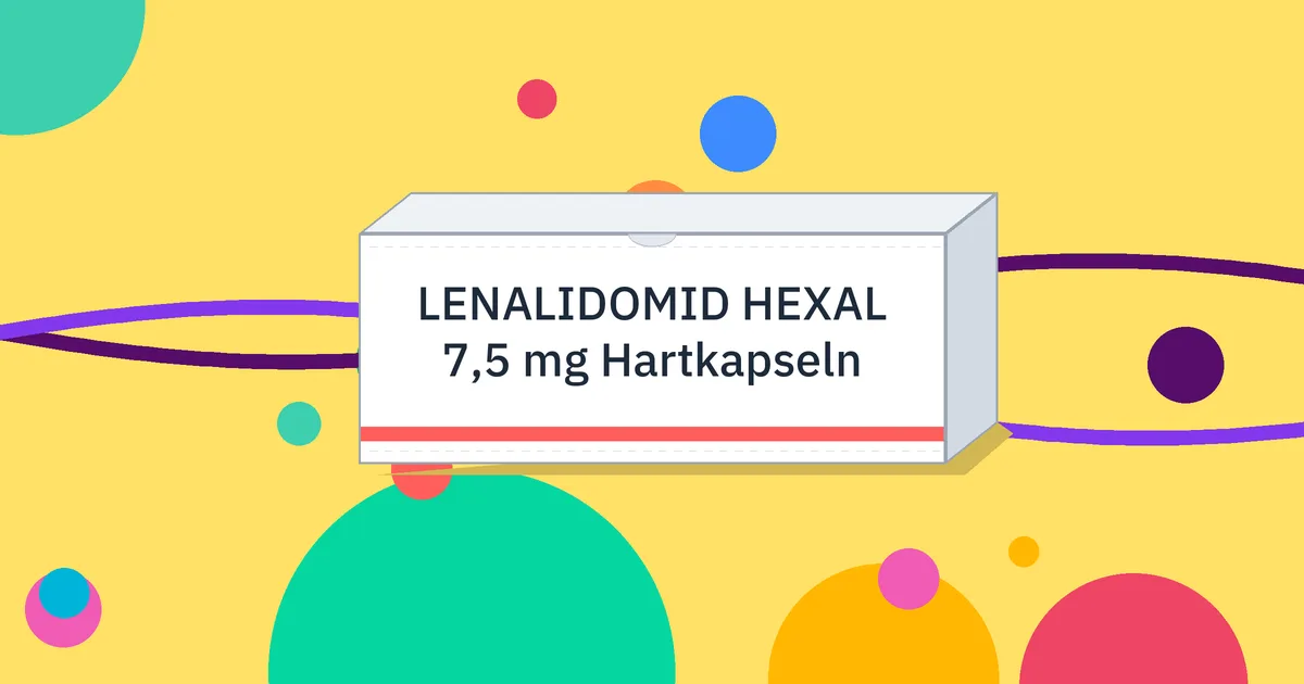 Symbolbild: Packung mit der Aufschrift LENALIDOMID HEXAL 7,5 mg Hartkapseln (PZN 17481682) – Verfügbarkeit und Bezug in Apotheken in Frankfurt am Main