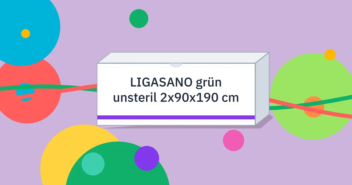 Symbolbild: Packung mit der Aufschrift LIGASANO grün unsteril 2x90x190 cm (PZN 20102033) – Verfügbarkeit und Bezug in Apotheken in Frankfurt am Main