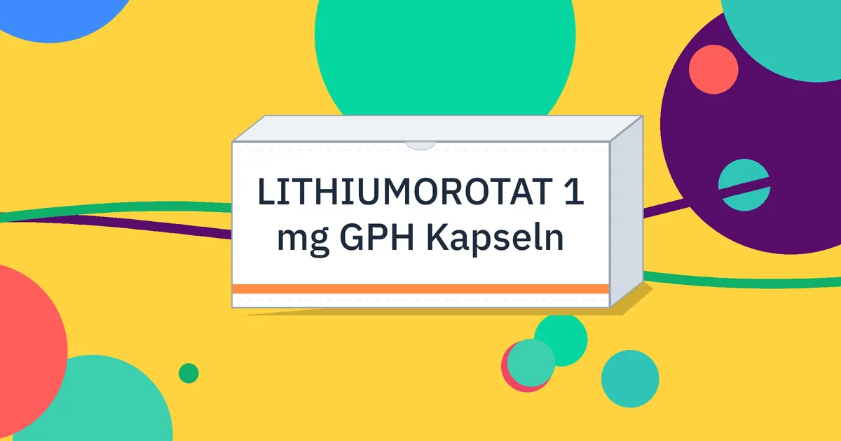 Symbolbild: Packung mit der Aufschrift LITHIUMOROTAT 1 mg GPH Kapseln (PZN 19407431) – Verfügbarkeit und Bezug in Apotheken in Frankfurt am Main