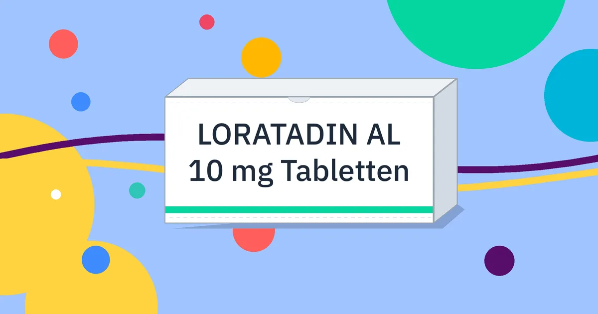 Symbolbild: Packung mit der Aufschrift LORATADIN AL 10 mg Tabletten (PZN 01653951) – Verfügbarkeit und Bezug in Apotheken in Frankfurt am Main